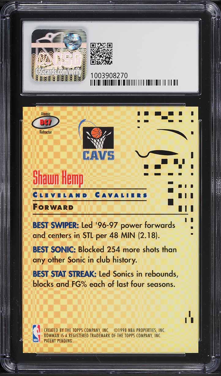 1997 Bowman's Best Cuts Atomic Refractor Shawn Kemp #BC7 CSG 8.5 NM-MT+ ...
