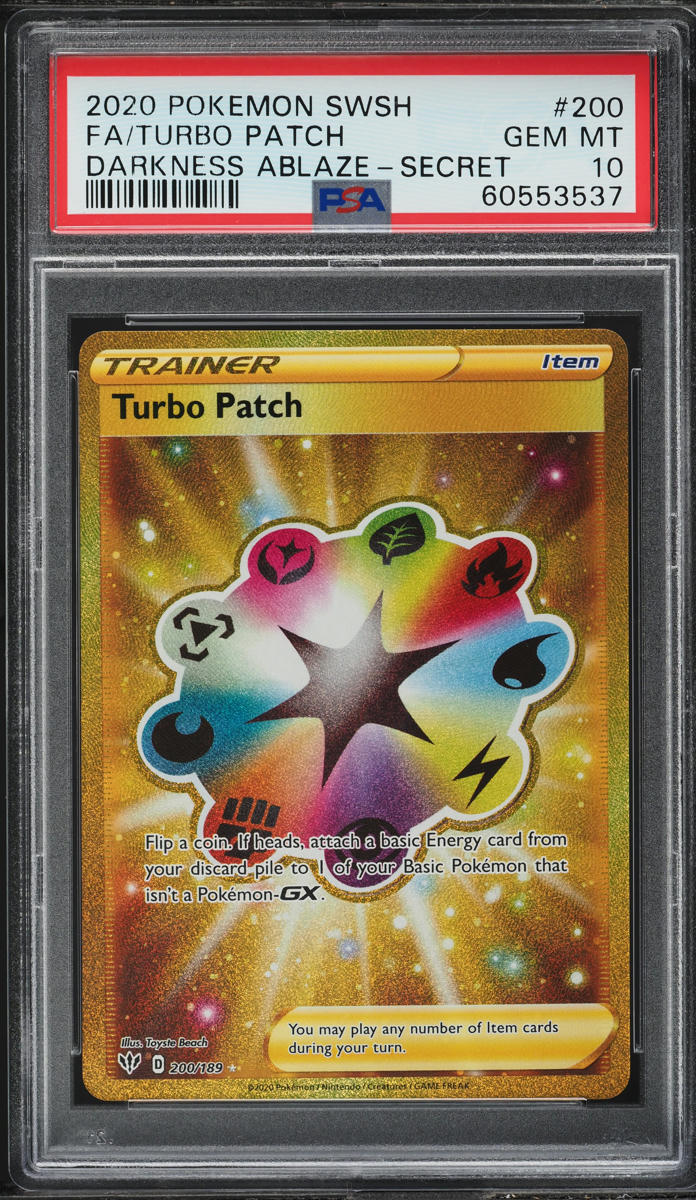 2020 Pokemon SWSH Darkness Ablaze Secret Rare Turbo Patch #200 PSA 10 ...