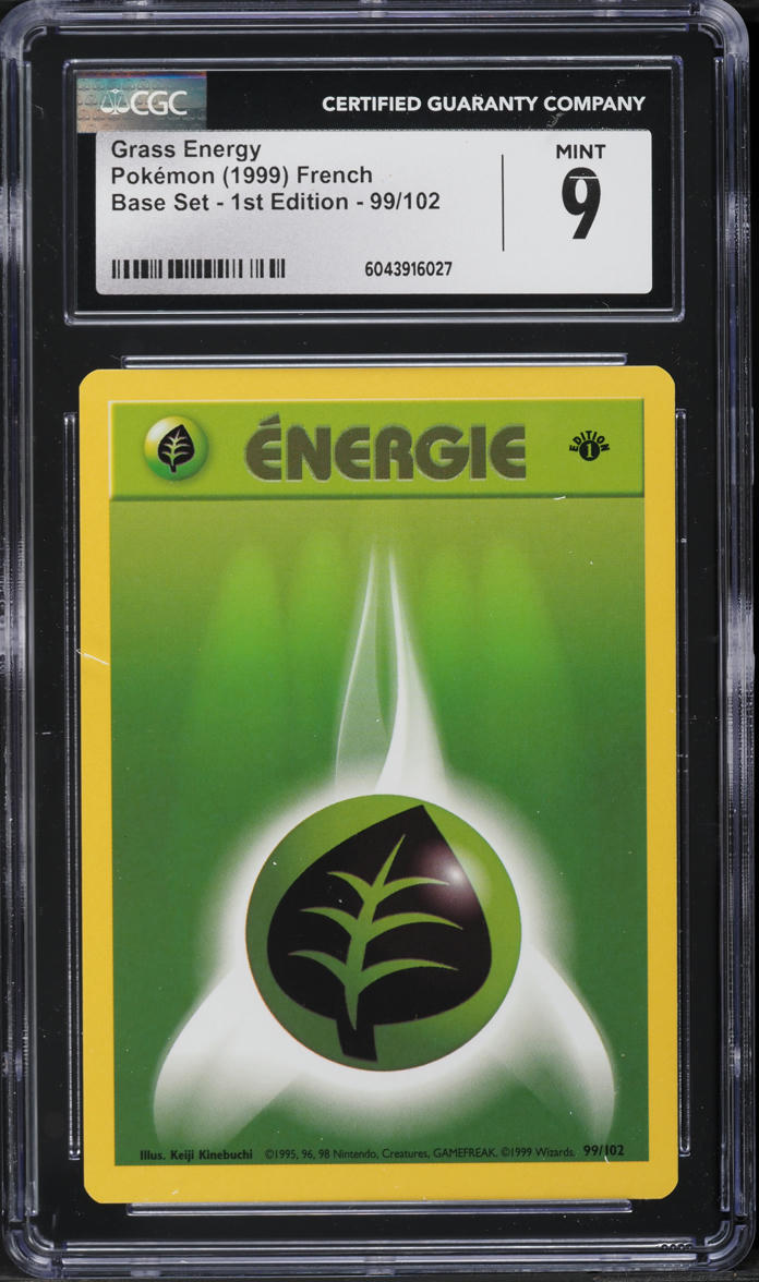 1999 Pokemon French Base Set 1st Edition Grass Energy #99 CGC 9 MINT on ...