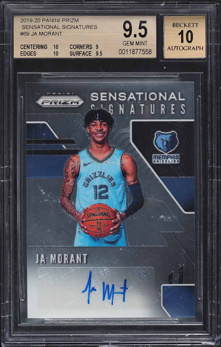 2019 Panini Prizm Sensational Ja Morant ROOKIE AUTO #SS-JMT BGS 9.5 GEM ...