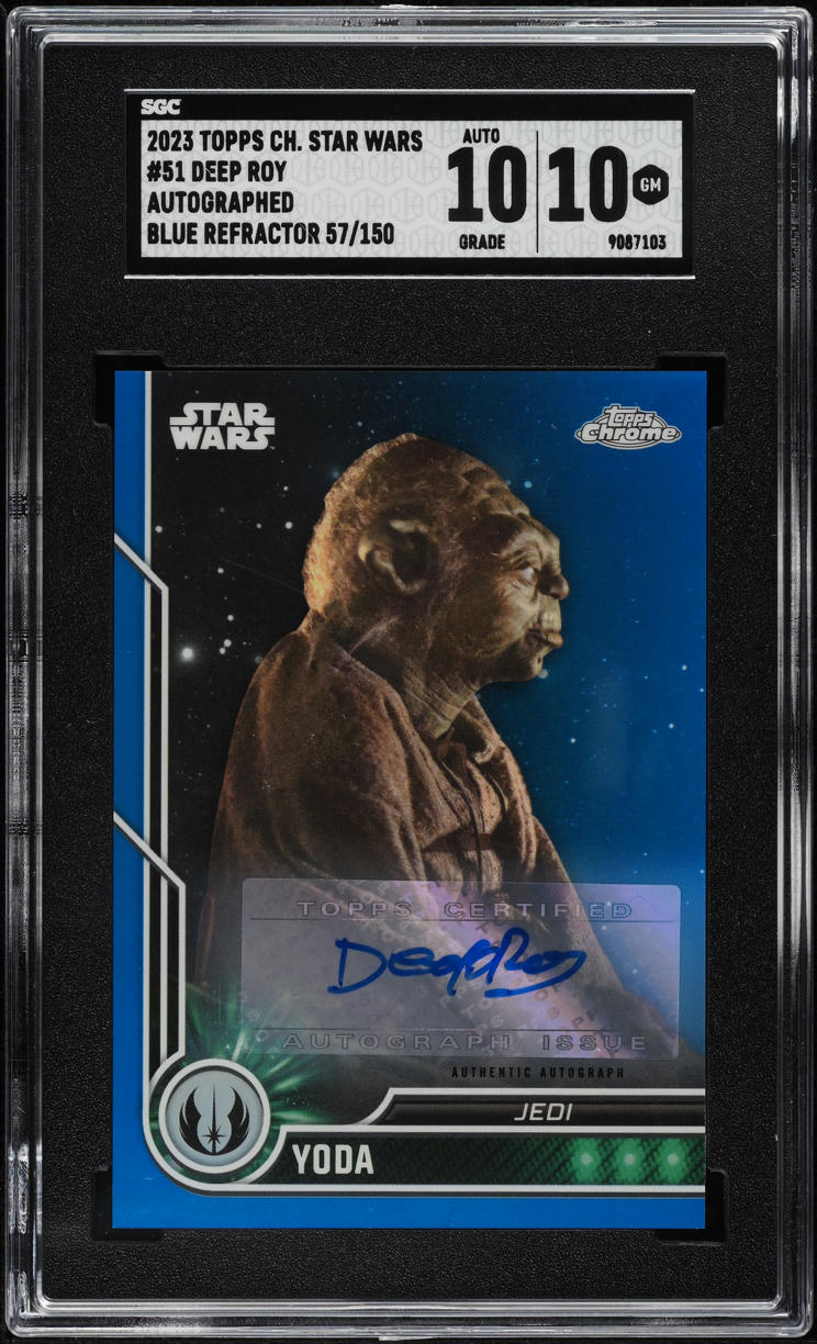 2023 Topps Chrome Star Wars Blue Refractor Deep Roy As Yoda AUTO /150 ...