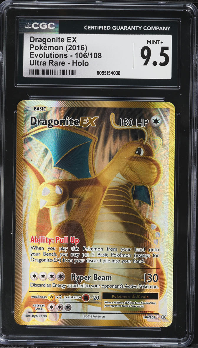 2016 Pokemon XY Evolutions Gold Rare Dragonite EX #106 CGC 9.5 MINT+ on ...