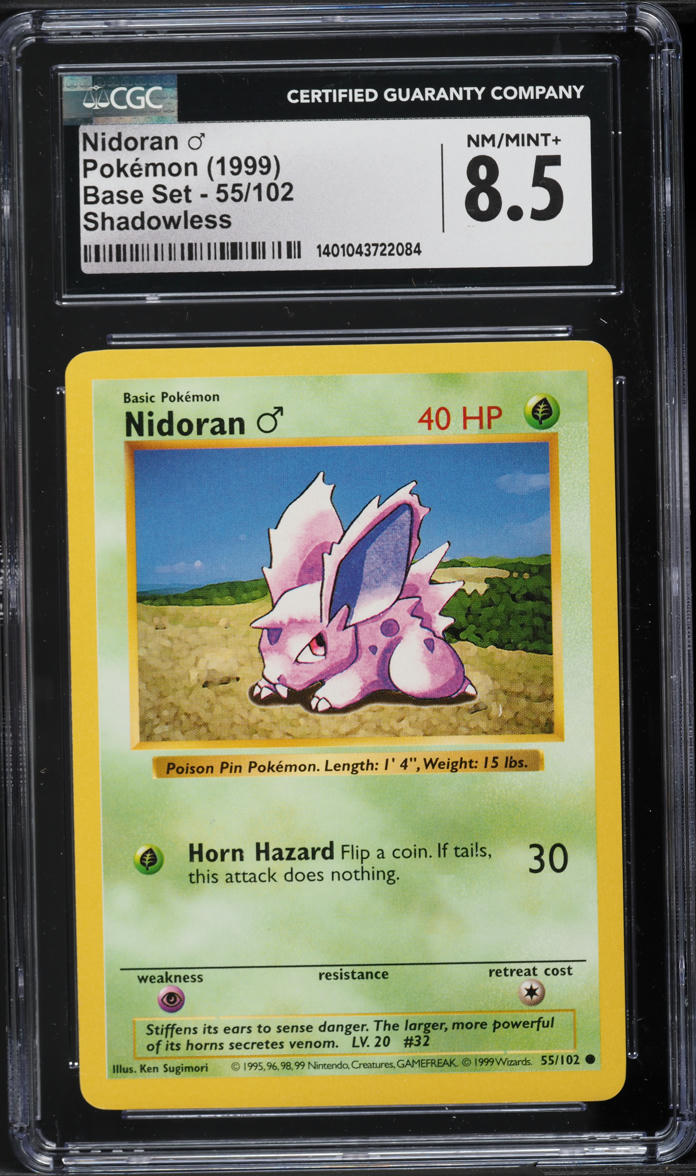 1999 Pokemon Base Set Shadowless Nidoran #55 CGC 8.5 NM-MT+ on Fanatics ...