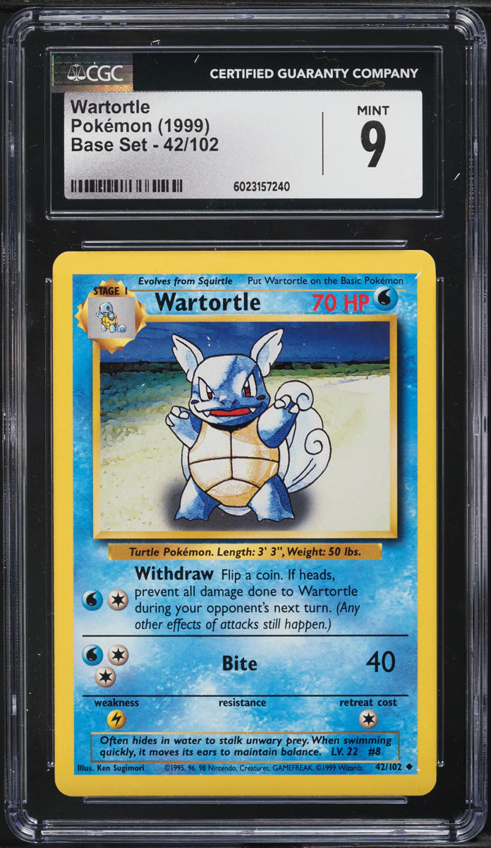 1999 Pokemon Base Set Wartortle #42 CGC 9 MINT on Fanatics Collect