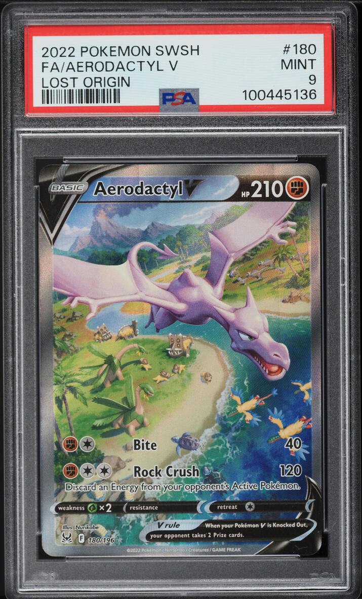 2022 Pokemon Sword & Shield Lost Origin Alt Art Aerodactyl V #180 PSA 9 ...