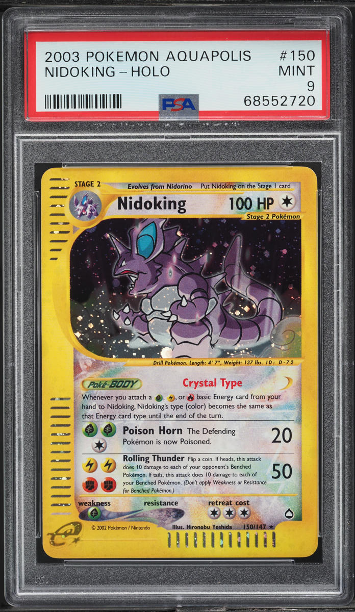 2003 Pokemon Aquapolis Holo Crystal Nidoking #150 PSA 9 MINT on ...