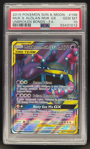 2019 Pokemon Sun & Moon Unbroken Bonds #196/214 Muk & Alolan Muk Tag ...