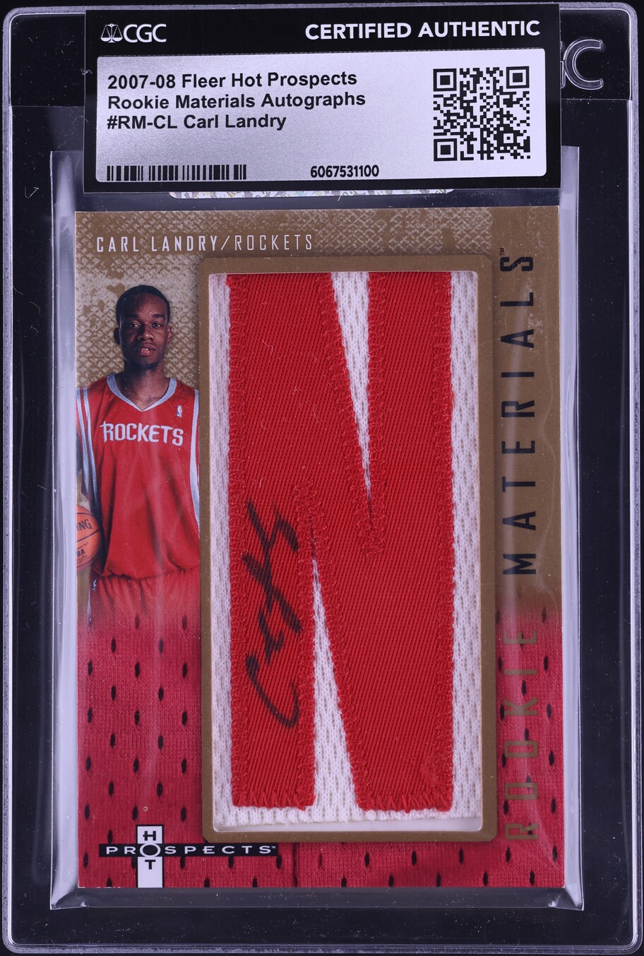 2007 Fleer Hot Prospects Carl Landry ROOKIE PATCH AUTO #RM-CL CGC AUTH ...