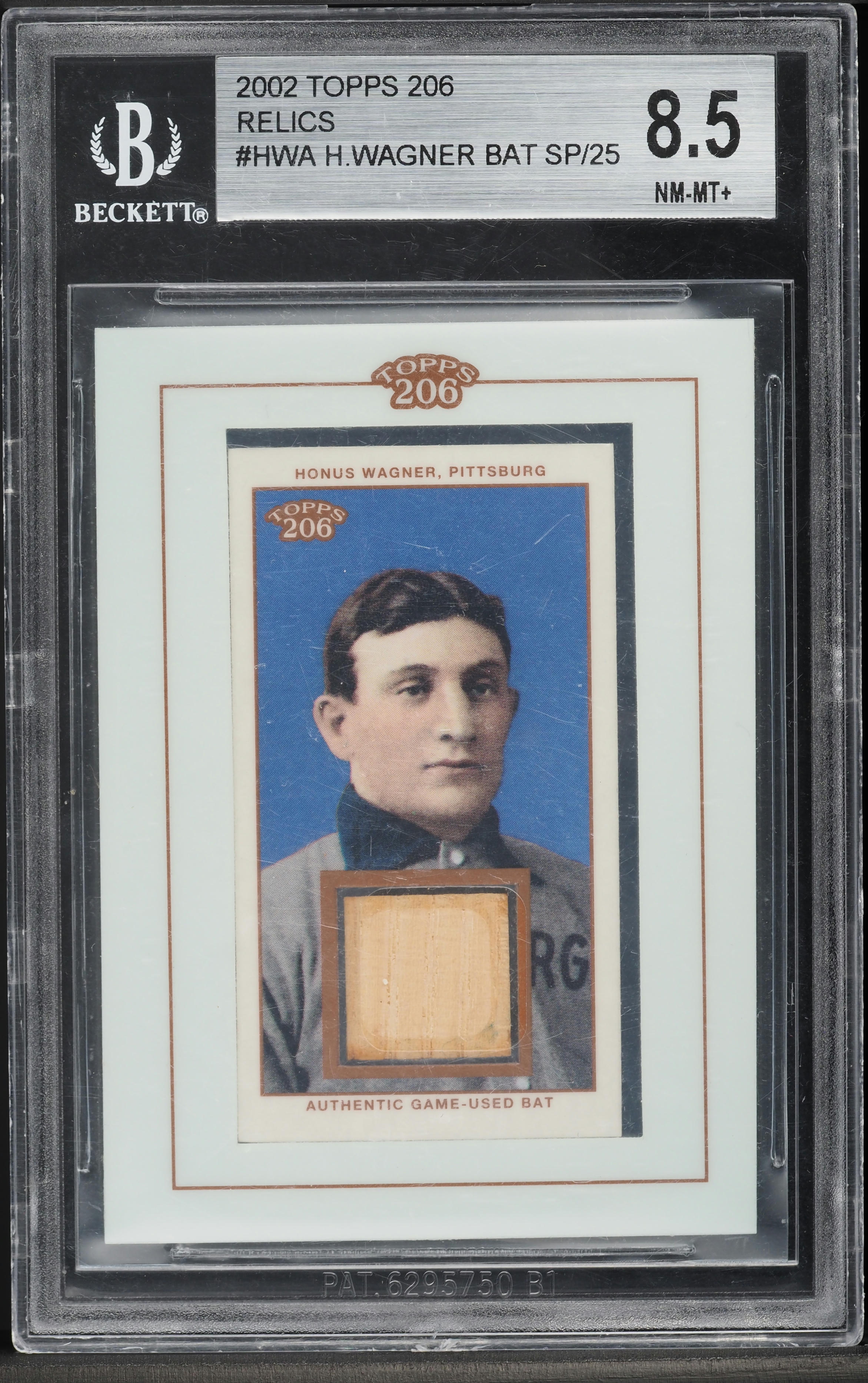 2002 Topps 206 Relics Honus Wagner Blue BAT PATCH /25 #HWA BGS 8.5 NM-MT+ on Fanatics Collect