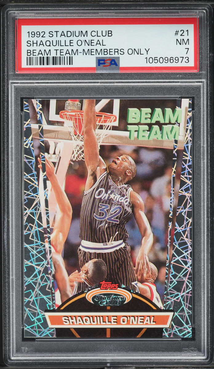 1992 Stadium Club Beam Team Members Only Shaquille O'Neal ROOKIE #21 PSA 7 NRMT on Fanatics Collect