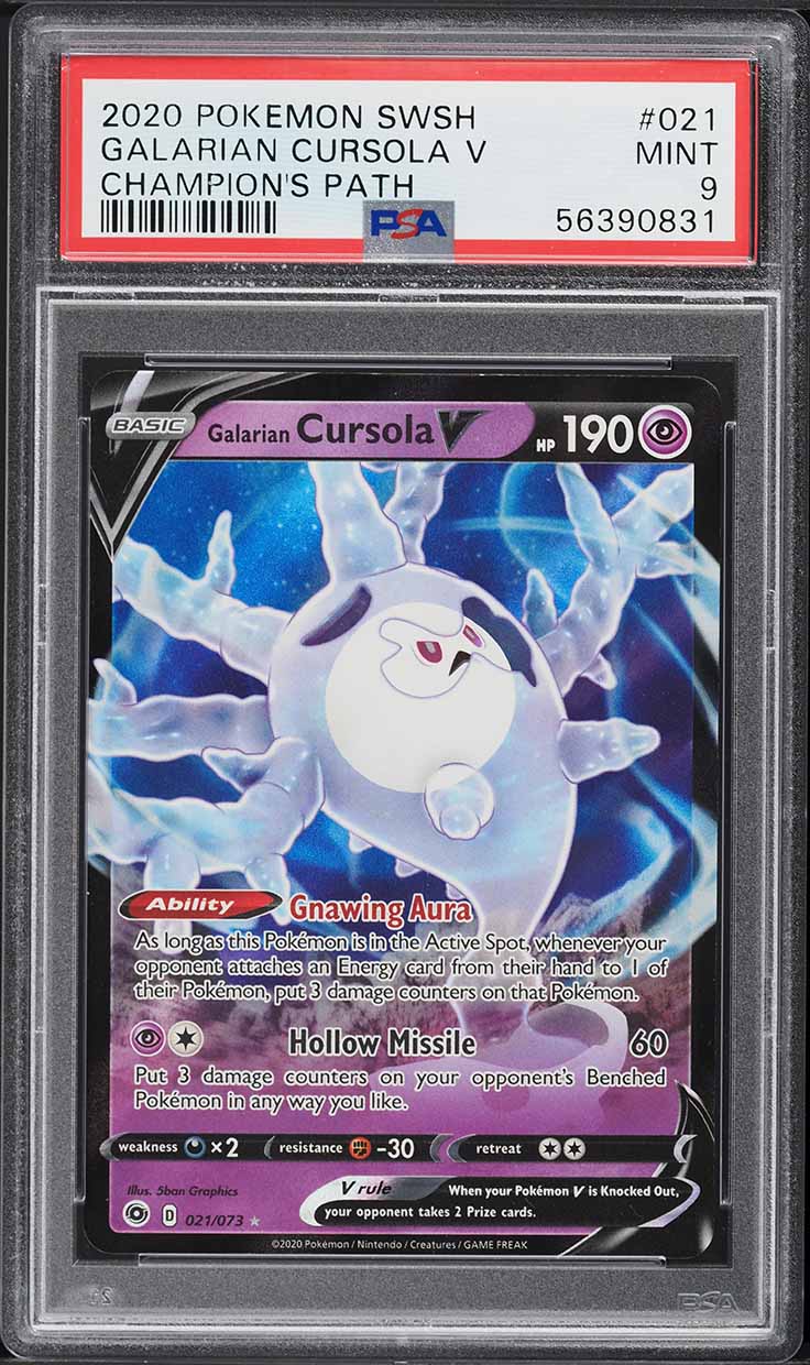 2020 Pokemon Sword & Shield Champion's Path Galarian Cursola V #21 PSA ...
