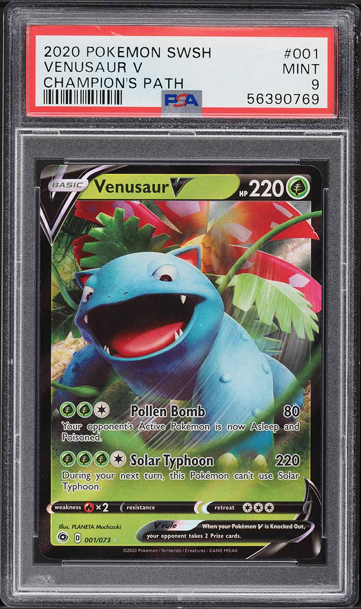2020 Pokemon Sword & Shield Champion's Path Venusaur V #001 PSA 9 MINT ...