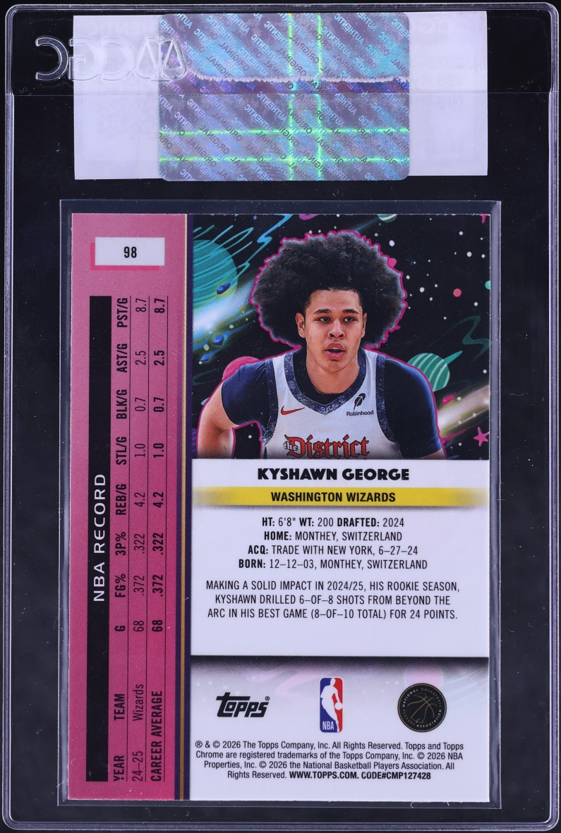 2025 Topps Chrome Cosmic Nucleus Refractor Kyshawn George #98 CGC AUTH ...