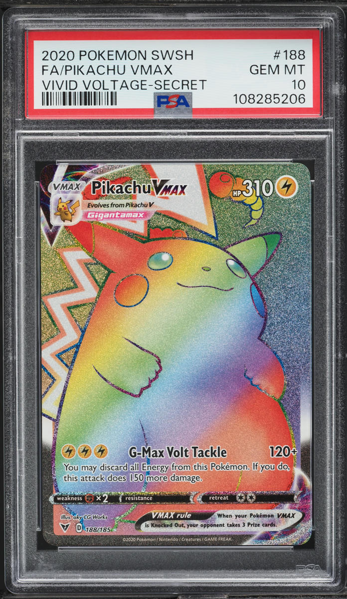 2020 Pokemon SWSH Vivid Voltage Hyper Rare Pikachu VMAX #188 PSA 10 GEM ...