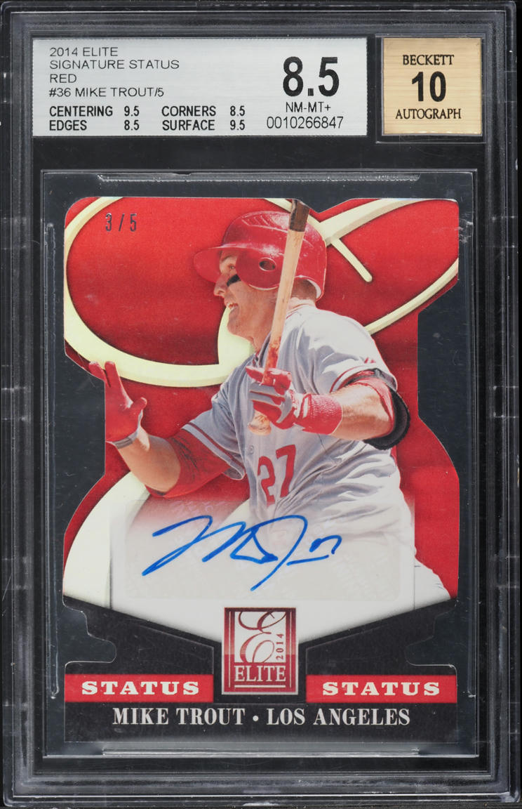 2014 Panini Elite Signature Status Red Mike Trout AUTO /5 #36 BGS 8.5 ...