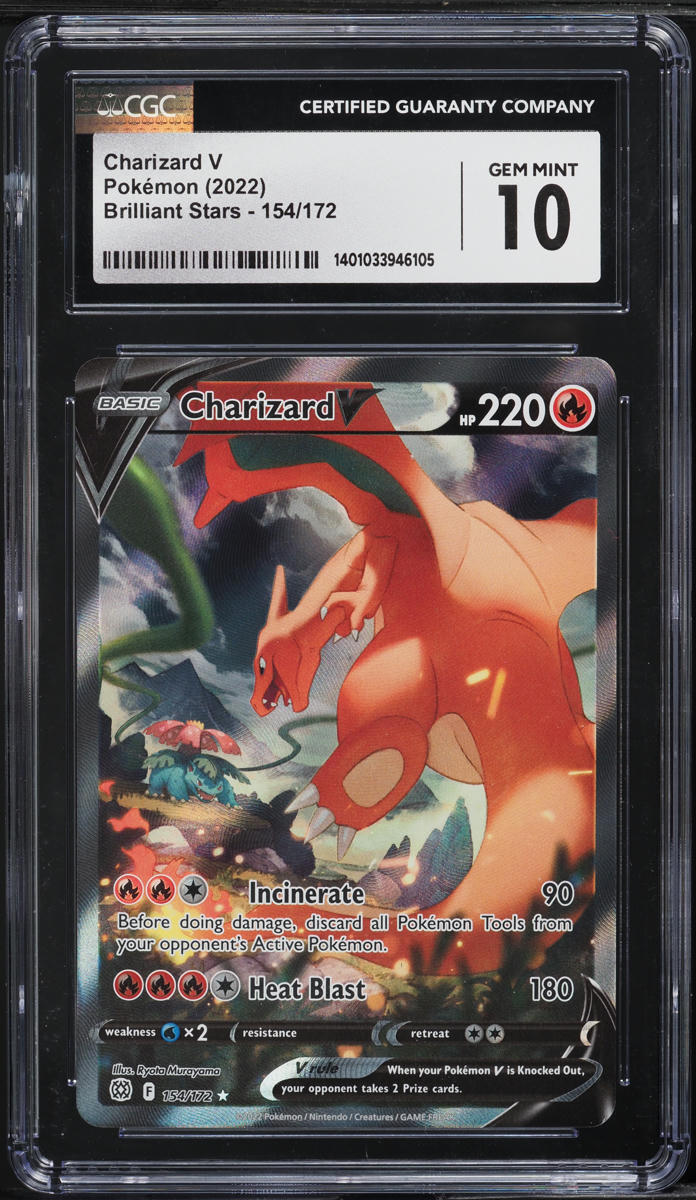 2022 Pokemon SWSH Brilliant Stars Full Art Charizard V #154 CGC 10 GEM ...