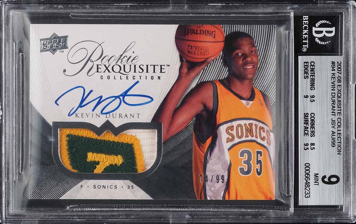2007 Exquisite Collection Kevin Durant ROOKIE PATCH AUTO /99 #94 BGS 9 ...