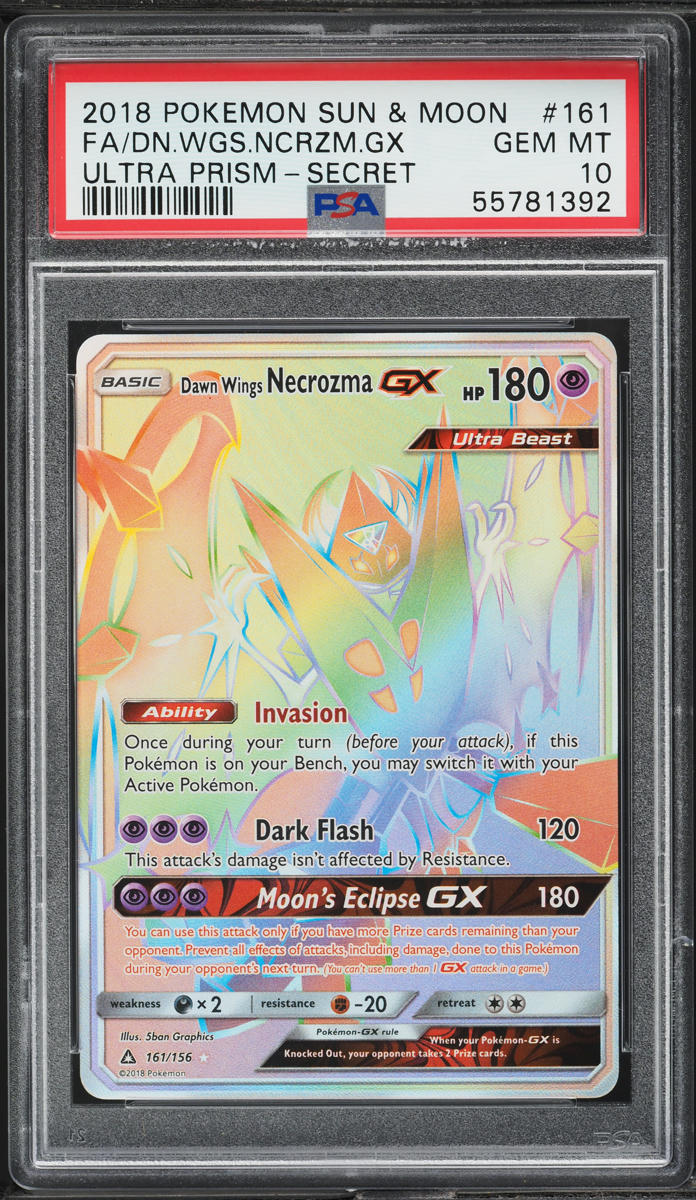 2018 Pokemon SM Ultra Prism Hyper Rare Dawn Wings Necrozma GX #161 PSA 10 GEM on Fanatics Collect