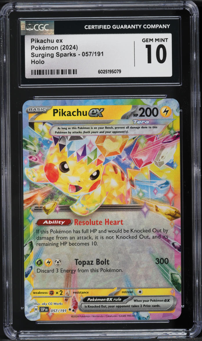2024 Pokemon Scarlet & Violet Surging Sparks Holo Pikachu ex #57 CGC 10 ...