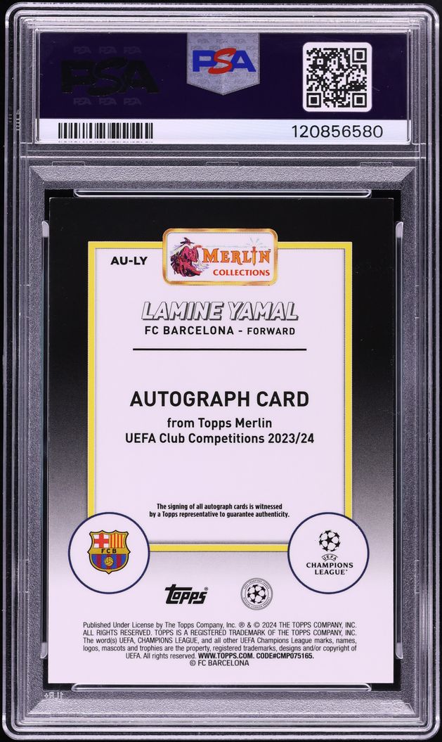 2023 Topps Merlin UEFA Red Refractor Lamine Yamal ROOKIE AUTO DNA 10 1/ ...