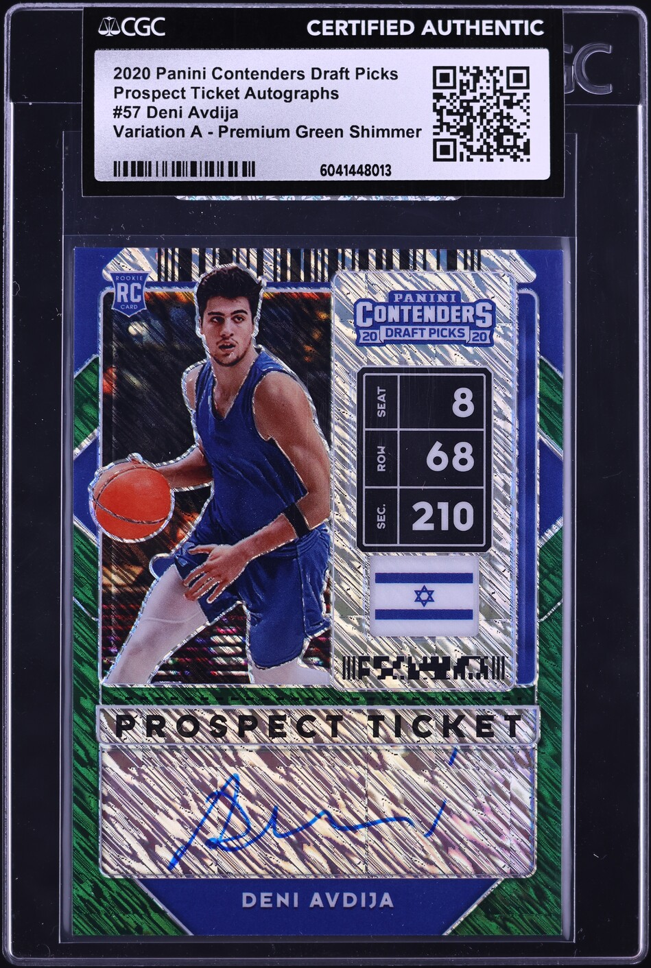 2020 Panini Contenders Draft Picks Green Shimmer Deni Avdija RC AUTO ...