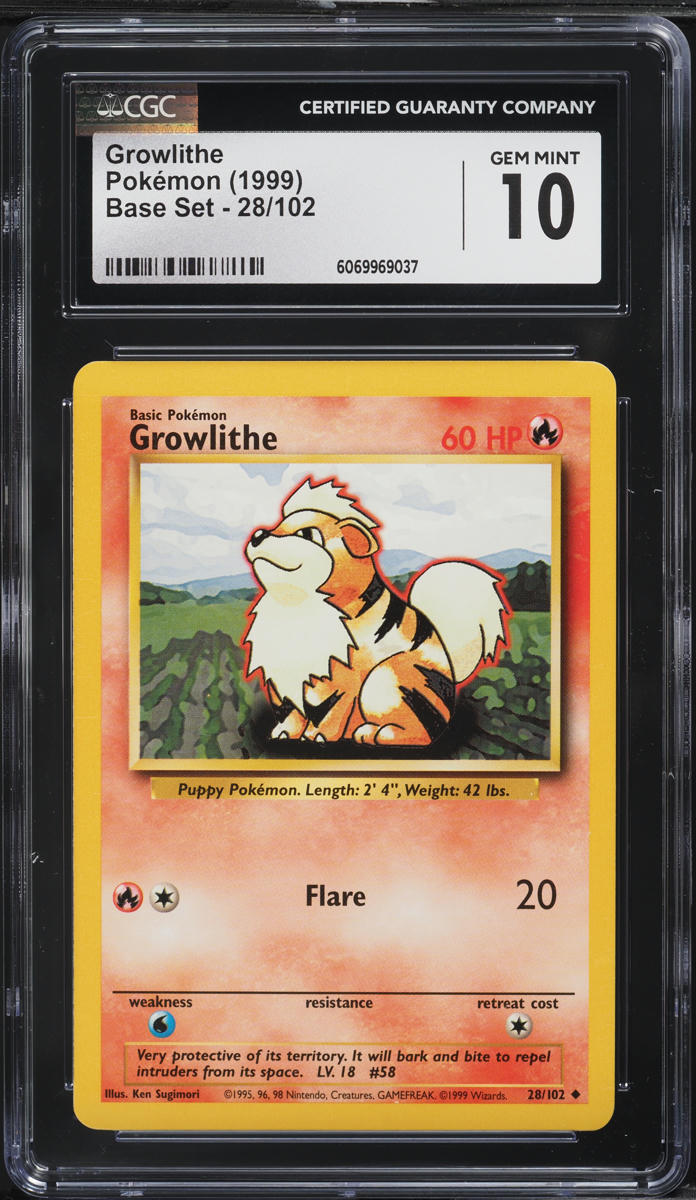 1999 Pokemon Base Set Growlithe #28 CGC 10 GEM MINT on Fanatics Collect