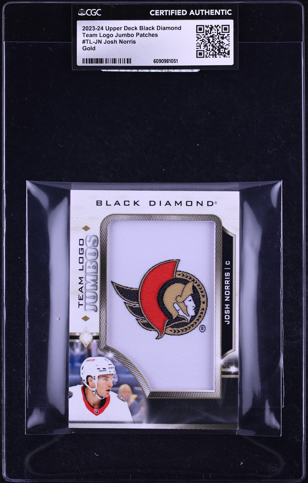 2023 Black Diamond Team Logo Jumbo Gold Josh Norris PATCH /15 #TL-JN ...