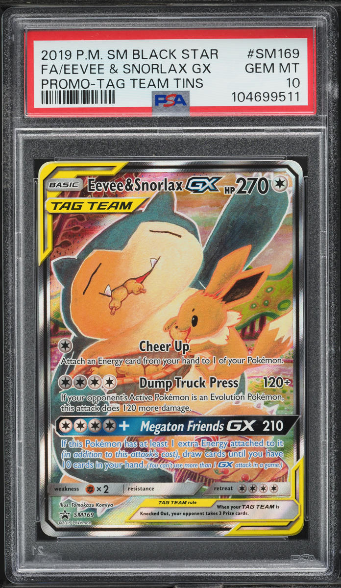 2019 Pokemon SM Black Star Promo Tag Team Eevee & Snorlax GX PSA 10 GEM MINT on Fanatics Collect