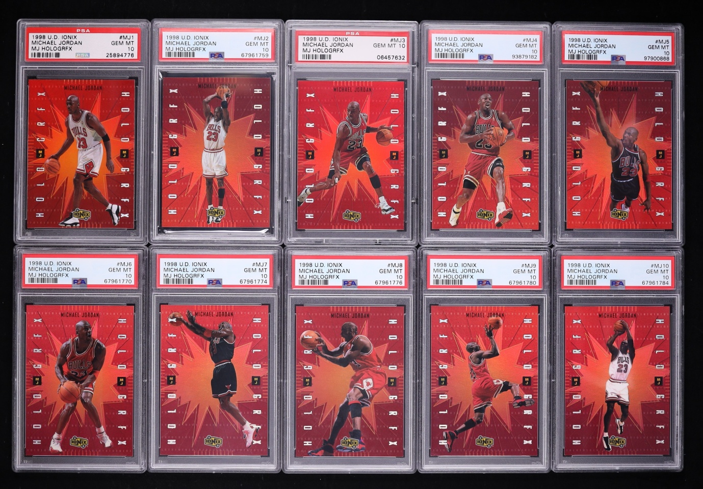 1998 Upper Deck Ionix MJ HoloGrFx Michael Jordan Complete Set #MJ1-10 ...