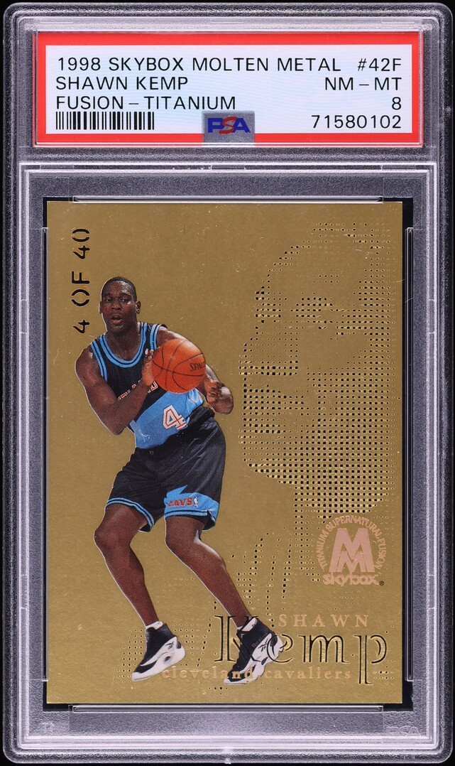 1998 Skybox Molten Metal Fusion Titanium Shawn Kemp JSY # 4/40 #42F PSA 8 NM-MT on Fanatics Collect