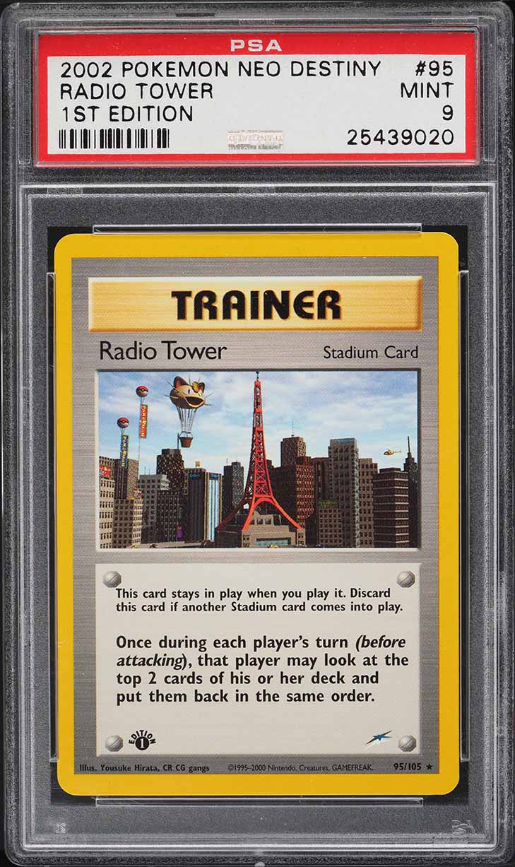 2002 Pokemon Neo Destiny 1st Edition Radio Tower #95 PSA 9 MINT on ...