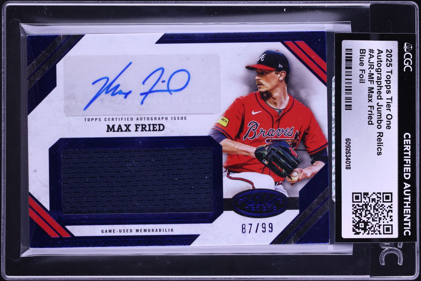2025 Topps Tier One Jumbo Blue Foil Max Fried AUTO PATCH /99 #AJR-MF ...