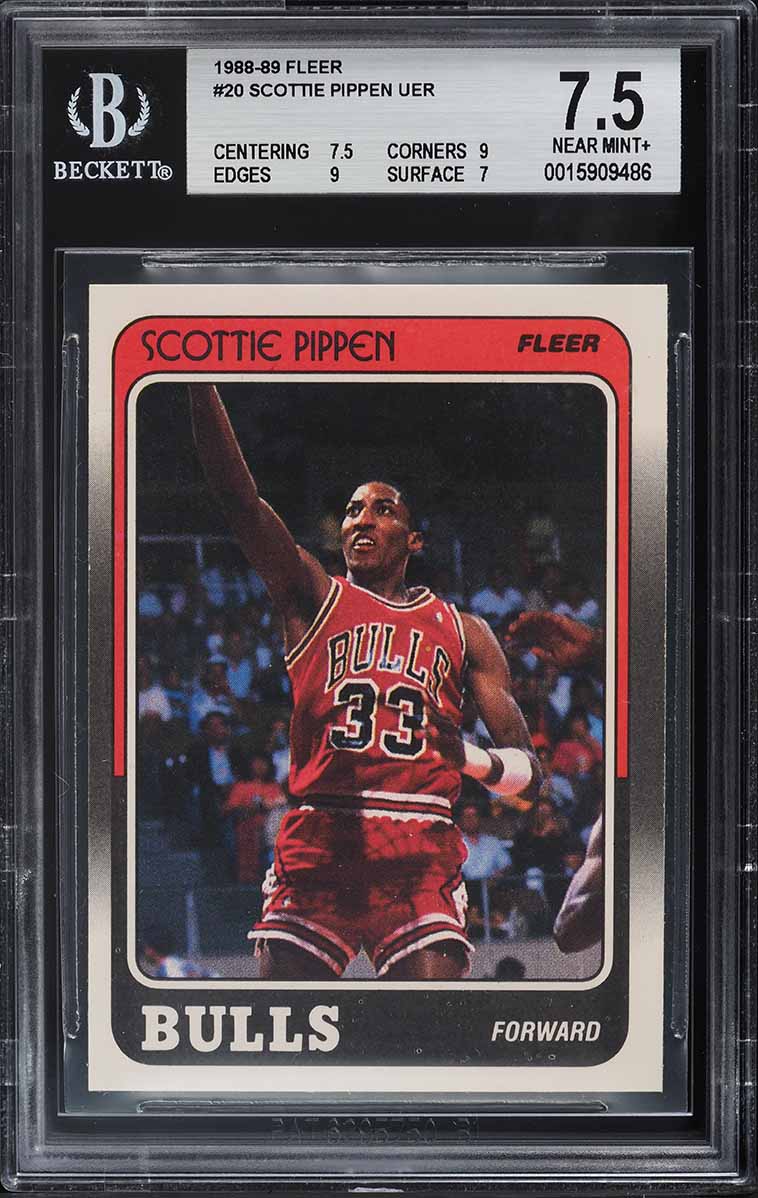 1988 Fleer Basketball Scottie Pippen ROOKIE #20 BGS 7.5 NRMT+ on ...