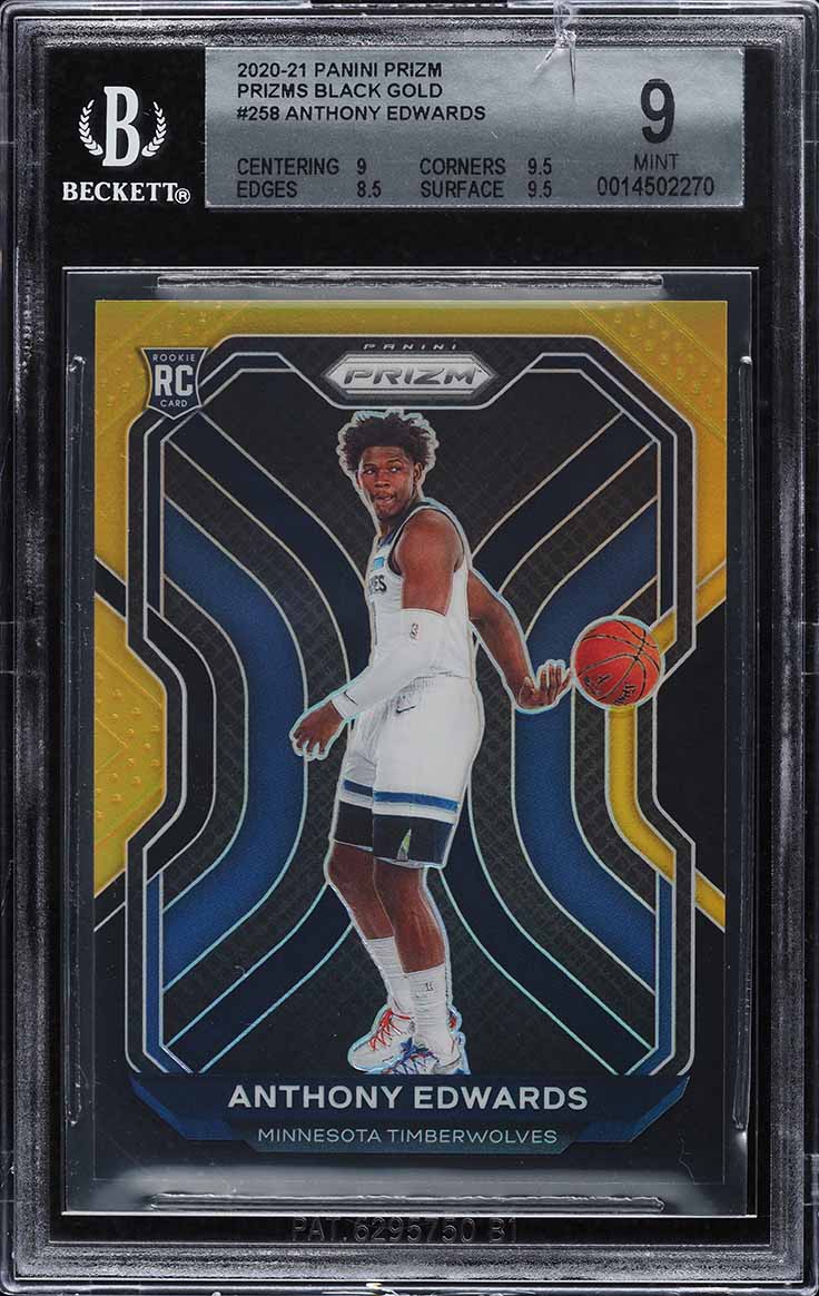 2020 Panini Prizm Black Gold Anthony Edwards ROOKIE /5 #258 BGS 9 MINT ...