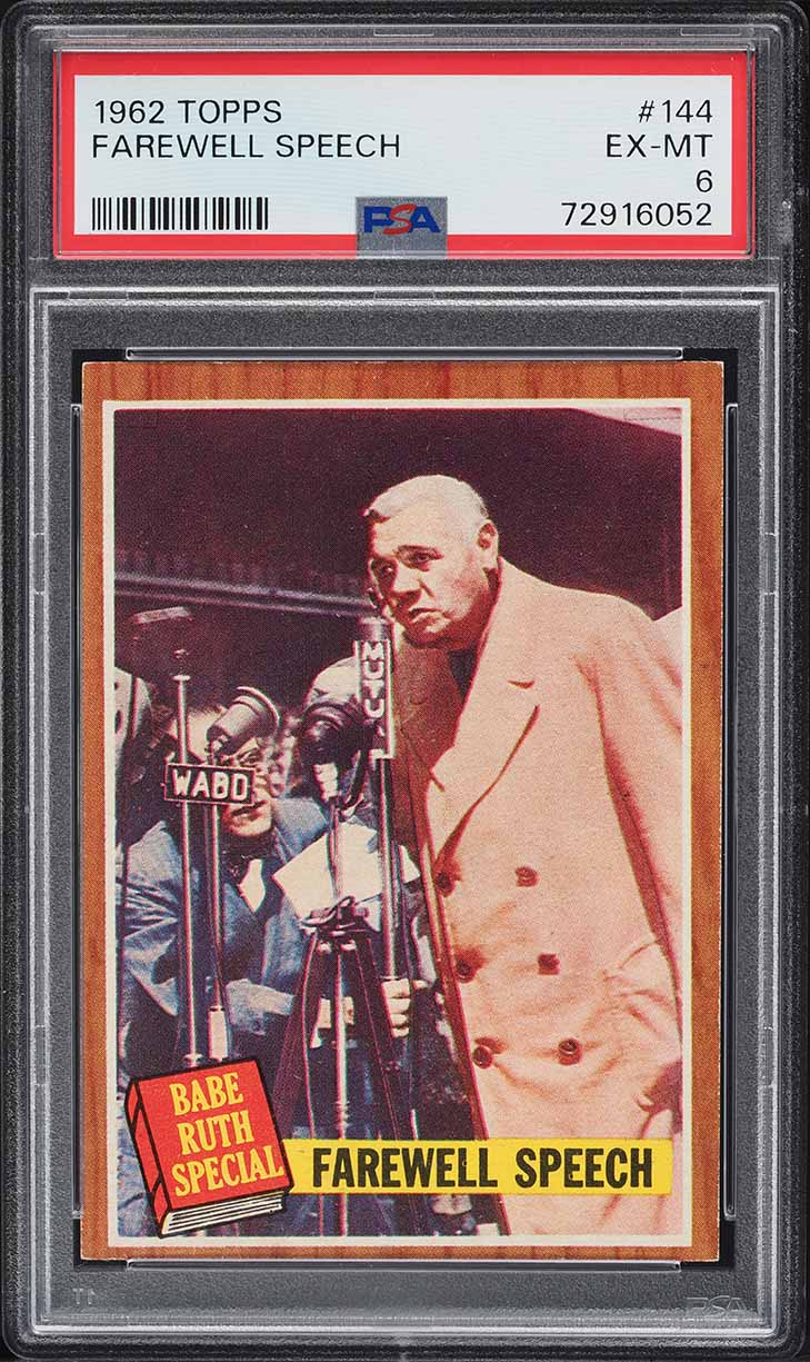 1962 Topps Babe Ruth FAREWELL SPEECH #144 PSA 6 EXMT on Fanatics Collect