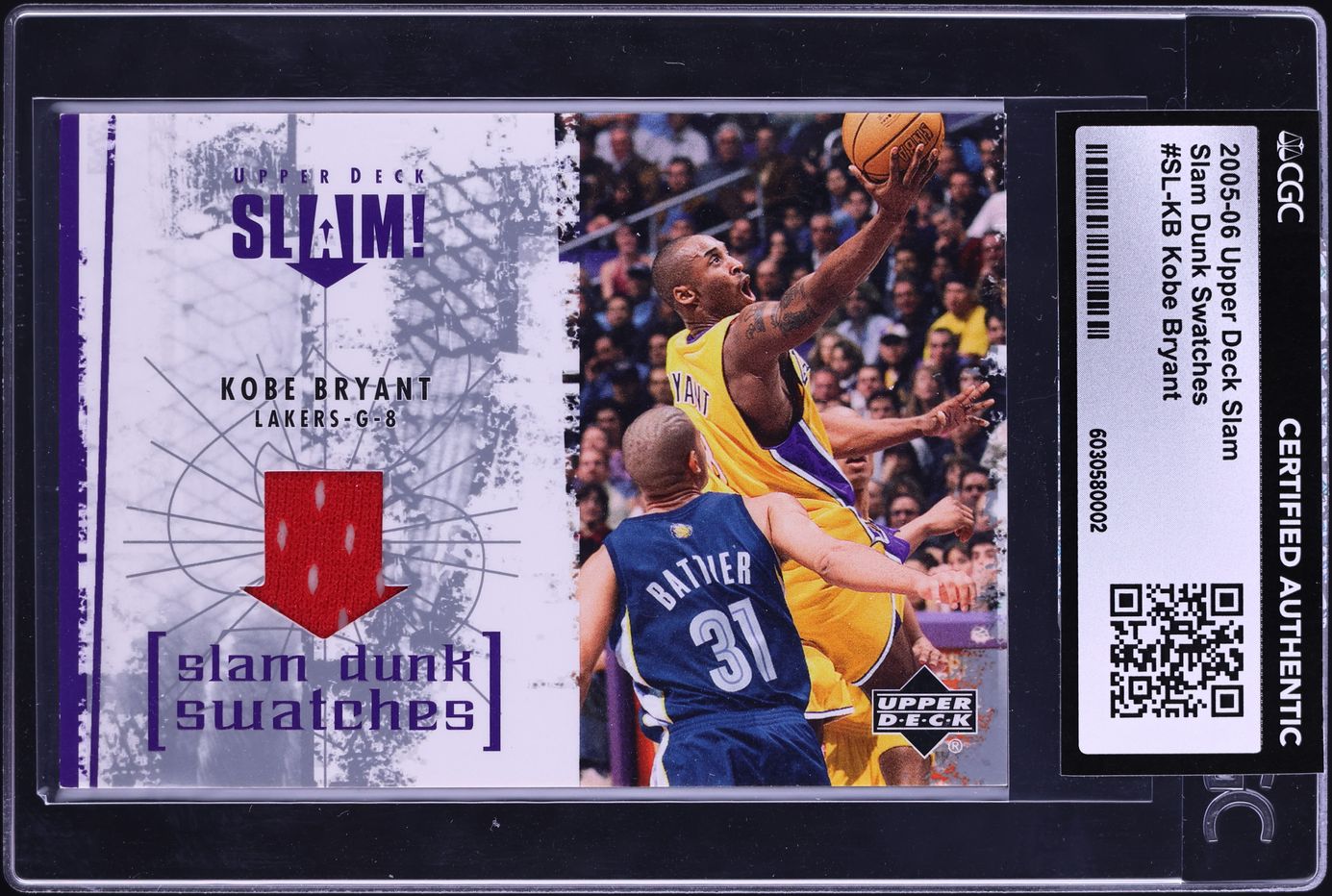 2005 Upper Deck Slam Slam Dunk Kobe Bryant PATCH #SL-KB CGC AUTH on ...