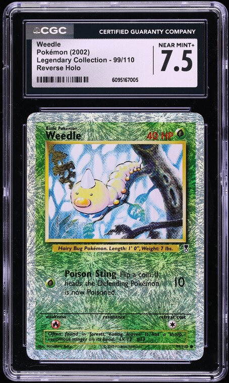 2002 Pokemon Legendary Collection Reverse Holo Weedle #99 CGC 7.5 NRMT+ ...