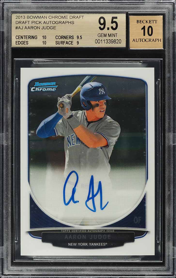2013 Bowman Chrome Draft Aaron Judge ROOKIE AUTO #BCA-AJ BGS 9.5 GEM ...
