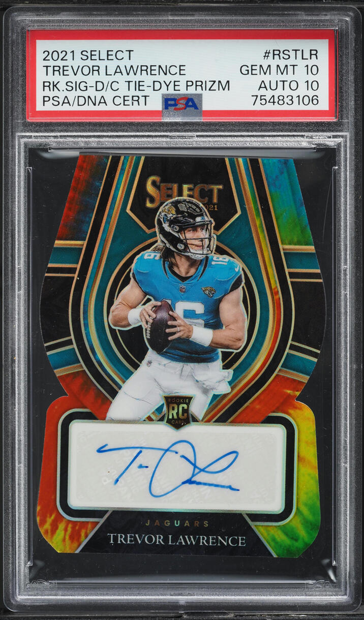 2021 Select Tie-Dye Prizm Die-Cut Trevor Lawrence ROOKIE AUTO DNA 10 / ...