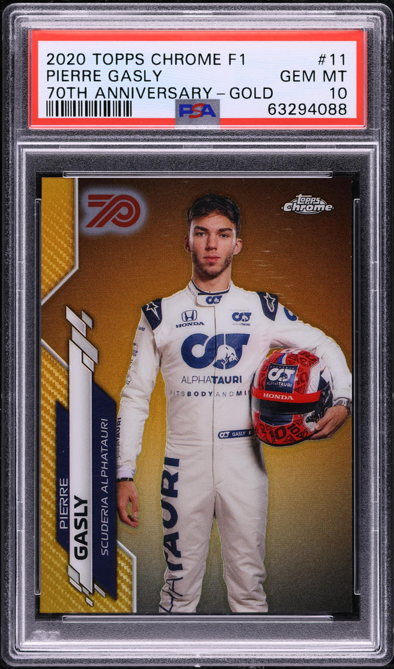 2020 Topps Chrome Formula 1 F1 70th Gold Pierre Gasly #11 PSA 10 GEM ...