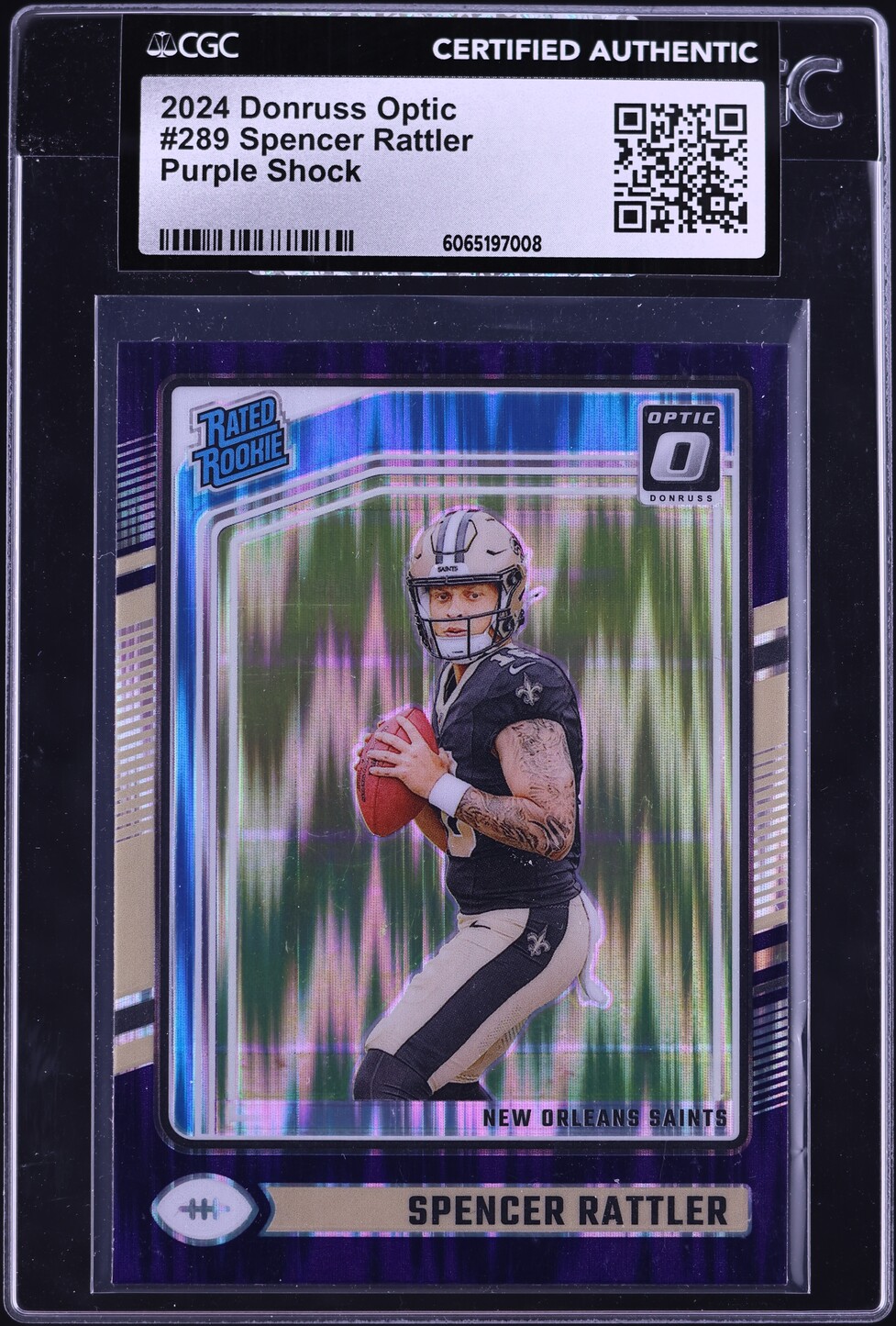 2024 Donruss Optic Purple Shock Spencer Rattler ROOKIE #289 CGC AUTH on ...
