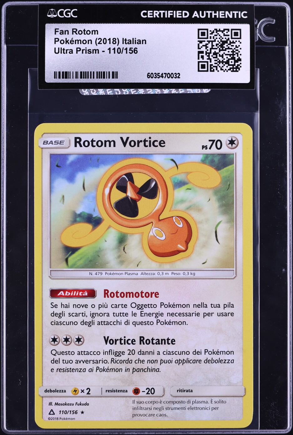 2018 Pokemon Italian Sun & Moon Ultra Prism Fan Rotom #110 CGC AUTH on ...