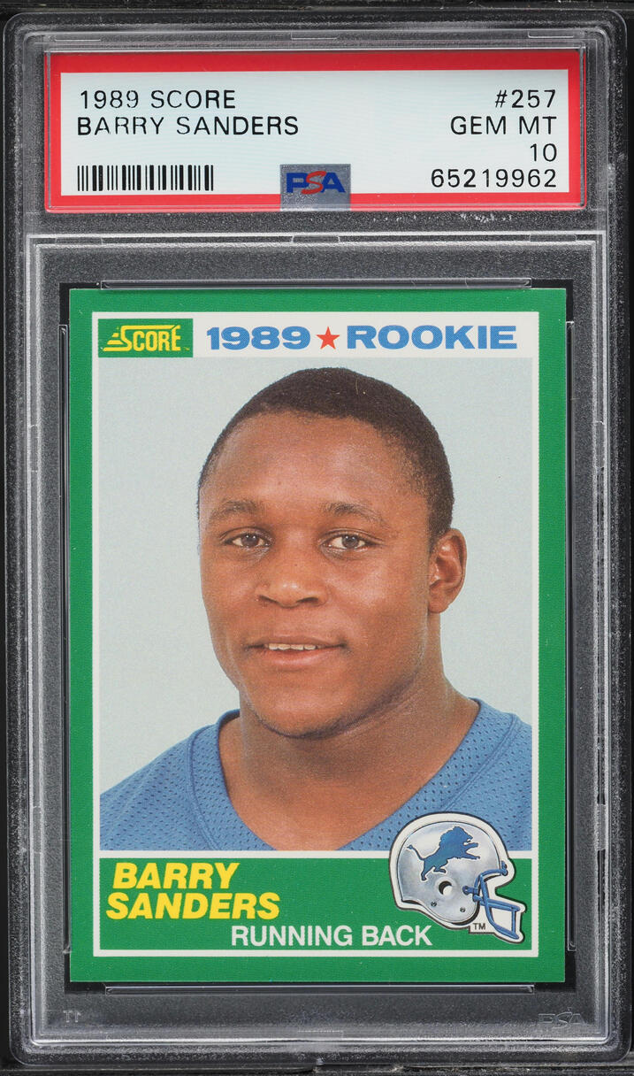 1989 Score Football Barry Sanders ROOKIE #257 PSA 10 GEM MINT on ...