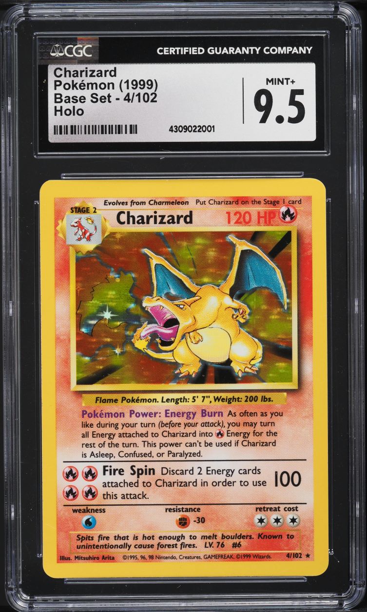 1999 Pokemon Base Set Holo Charizard #4 CGC 9.5 MINT+ on Fanatics Collect