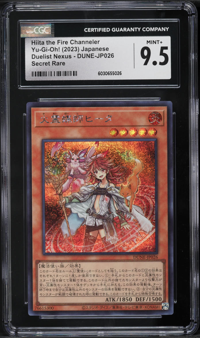 2023 Yu-Gi-Oh! Japanese DUNE Hiita The Fire Channeler #DUNE-JP026 CGC 9.5 MINT+ on Fanatics Collect