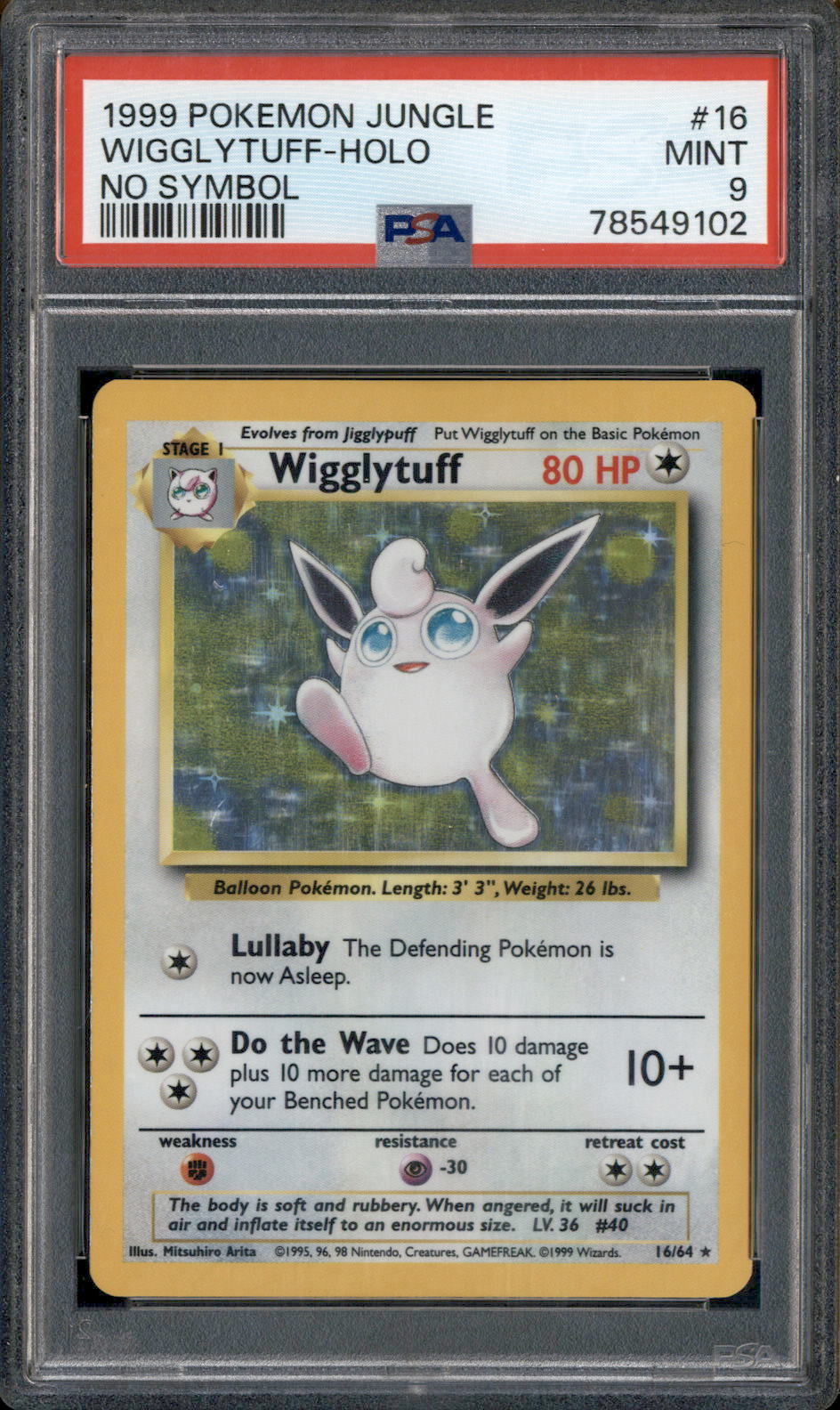1999 Pokemon Jungle No Symbol #16 Wigglytuff Holo PSA 9 on Fanatics Collect