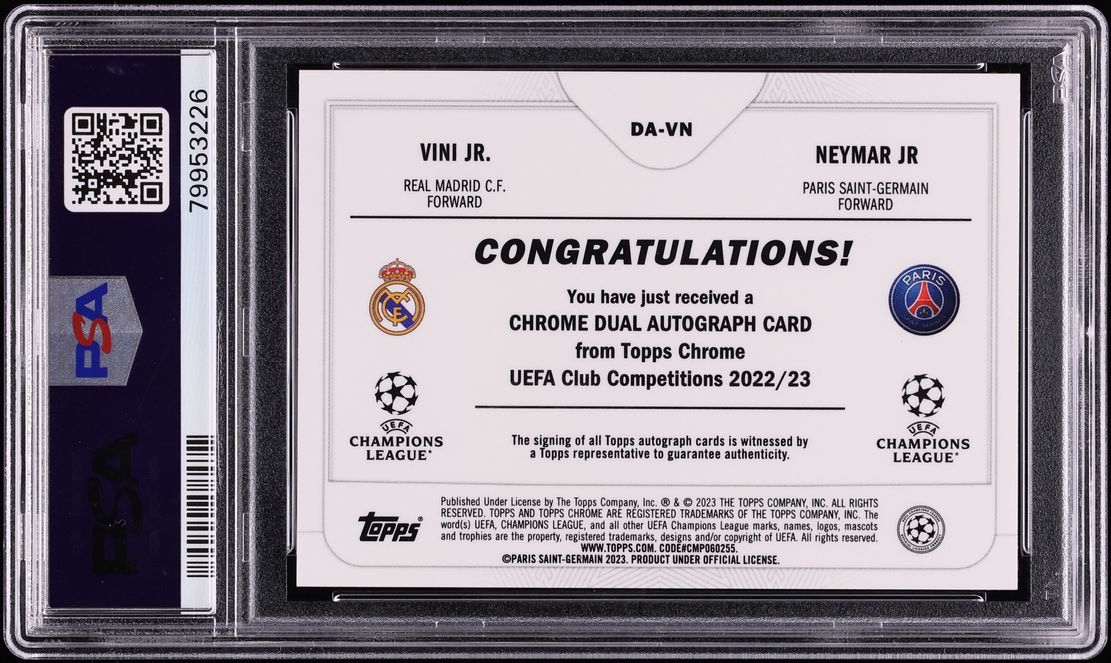 2022 Topps Chrome UEFA Orange Lava Refractor Vini Jr. & Neymar Jr. AUTO ...