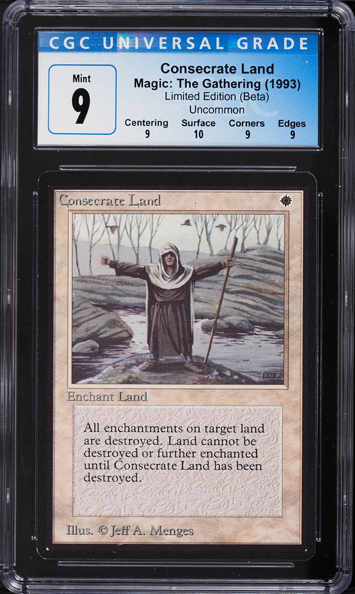 1993 Magic The Gathering MTG Beta Consecrate Land CGC 9 MINT on ...