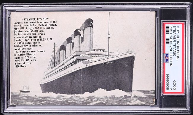 1912 Tichnor Bros. Postcard 2nd Edition Steamer Titanic PSA 2 GD on ...