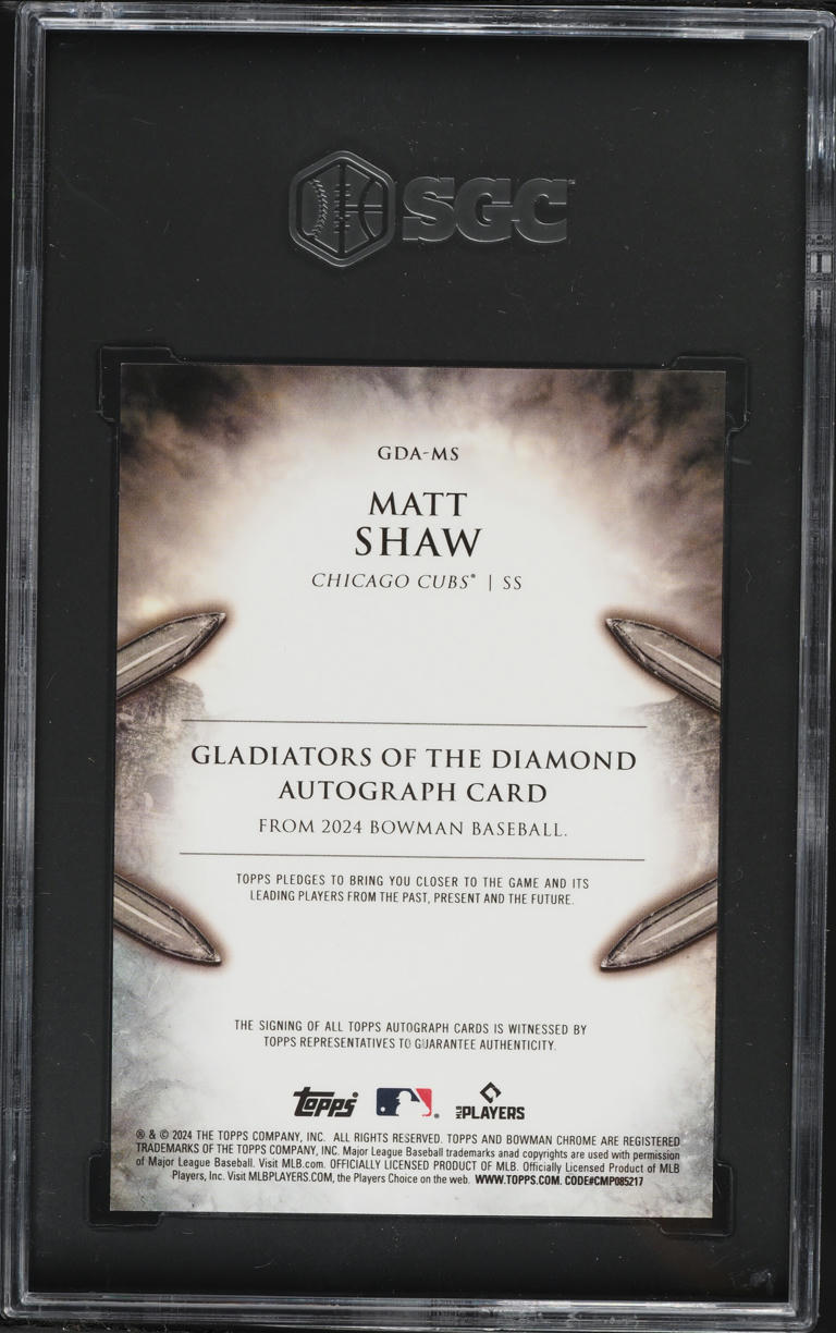 2024 Bowman Chrome Gladiators Of The Diamond Matt Shaw ROOKIE AUTO /99 ...